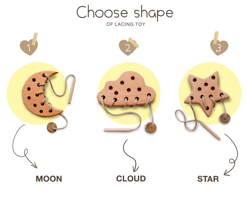 Gifts for Kids Wooden Lacing Toy Moon Toys Kids Toys Fidget - Etsy