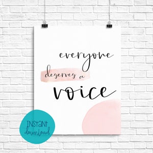 Everyone Deserves a Voice, Speech Therapy Decor, Speech Therapist Gift ...