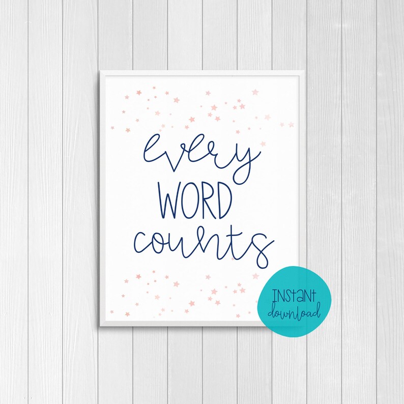 Every Word Counts, SLP Gift, Speech Room Art, Speech Teacher Thank You Gift, Instant Download ...