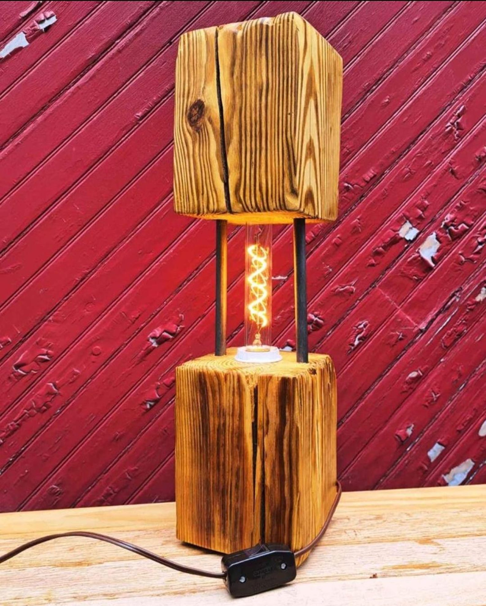 Wood Beam & Bar Table Lamp - Etsy