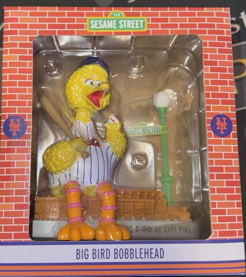 2025 New York Mets Big Bird Bobblehead Sesame Street Night 8/27/25 SGA ...
