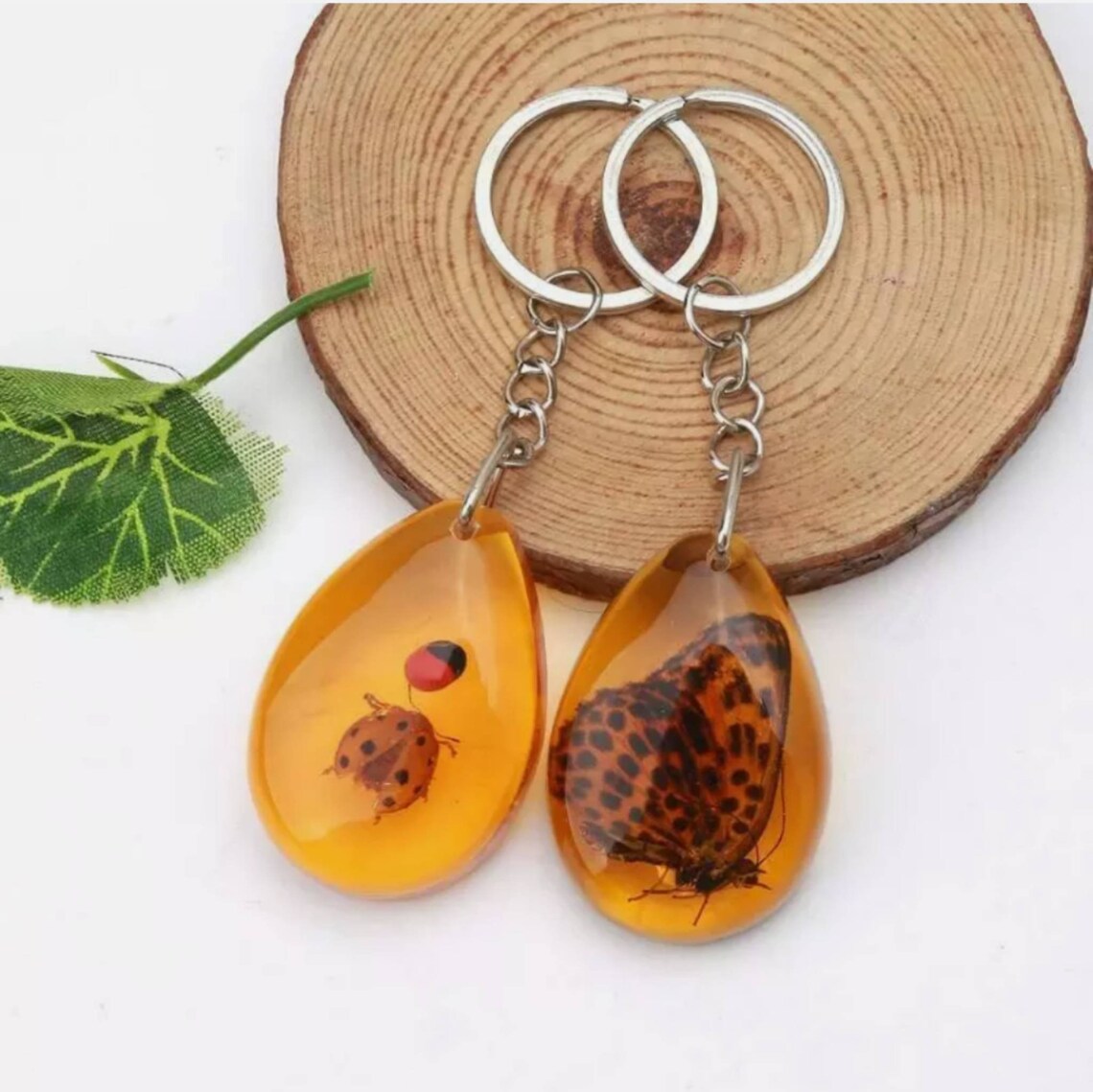 Amber Keychain Assorted Insects, Beetle, Labybug, Ants, Spider, Bees ...
