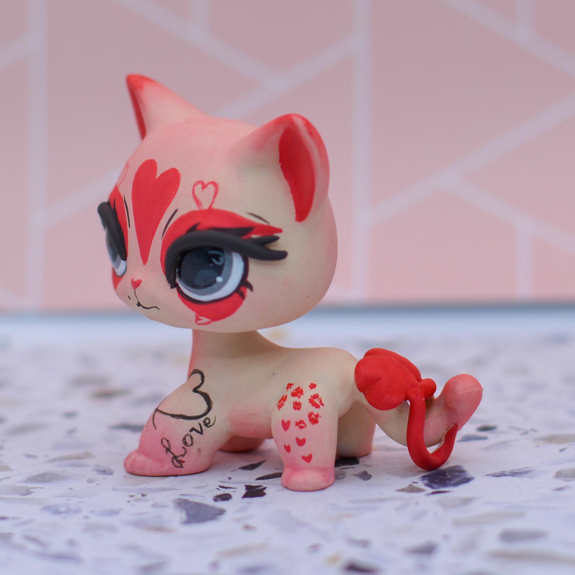 LPS Custom Short Hair Cat “valentines: Love Notes” Hand Painted ...