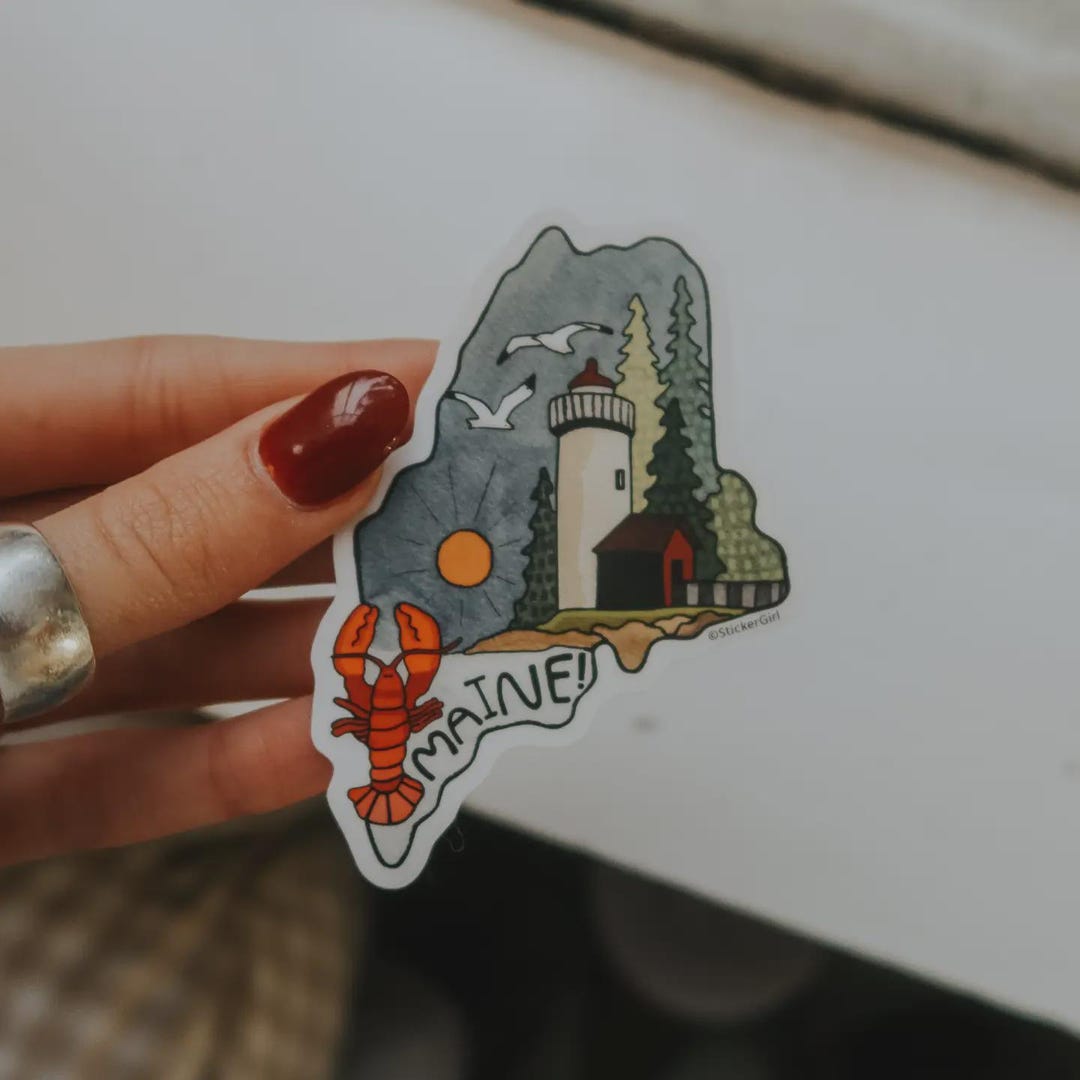 Maine State Outline Vinyl Sticker - Etsy