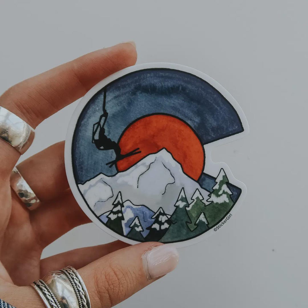 Snow and Ski Lift Colorado Sign Vinyl Sticker - Etsy