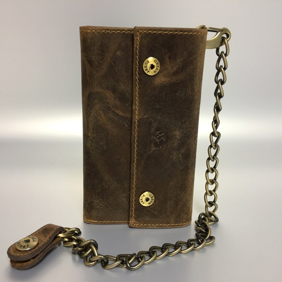 Leather Biker Wallet Men Wallet With Chain Vintage Design Brown - Etsy