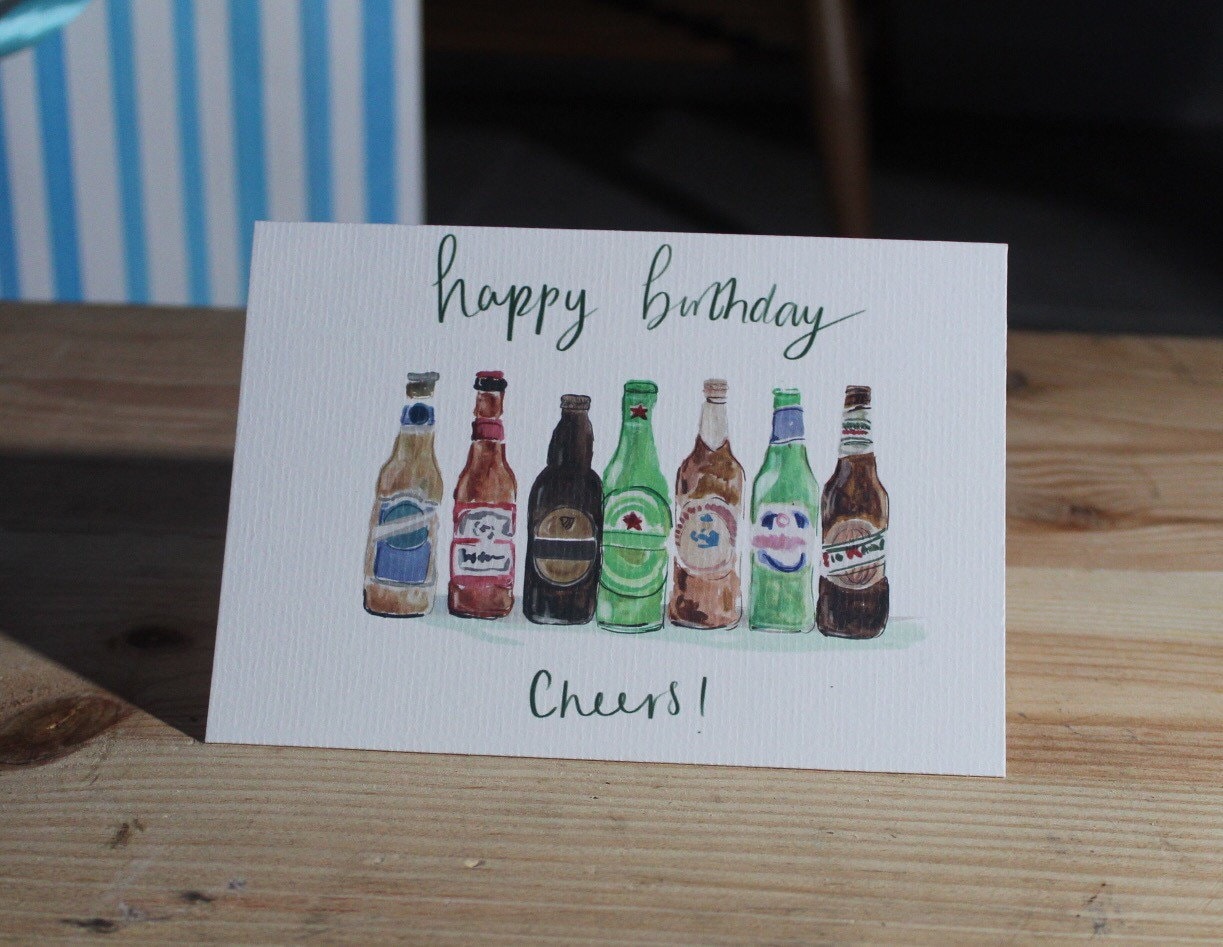 Beer Birthday Card// Birthday Card for Him// Beer Bottles Card - Etsy