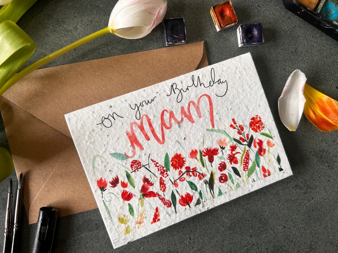 Mam on Your Birthday Plantable Seed Card Birthday Card // Illustrated ...