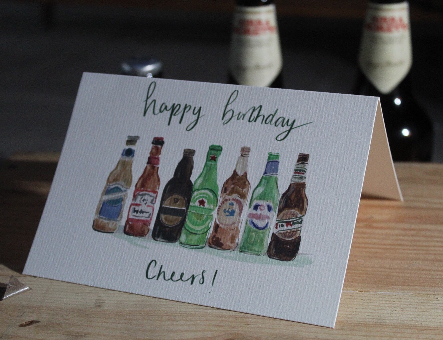 Beer Birthday Card// Birthday Card for Him// Beer Bottles Card - Etsy