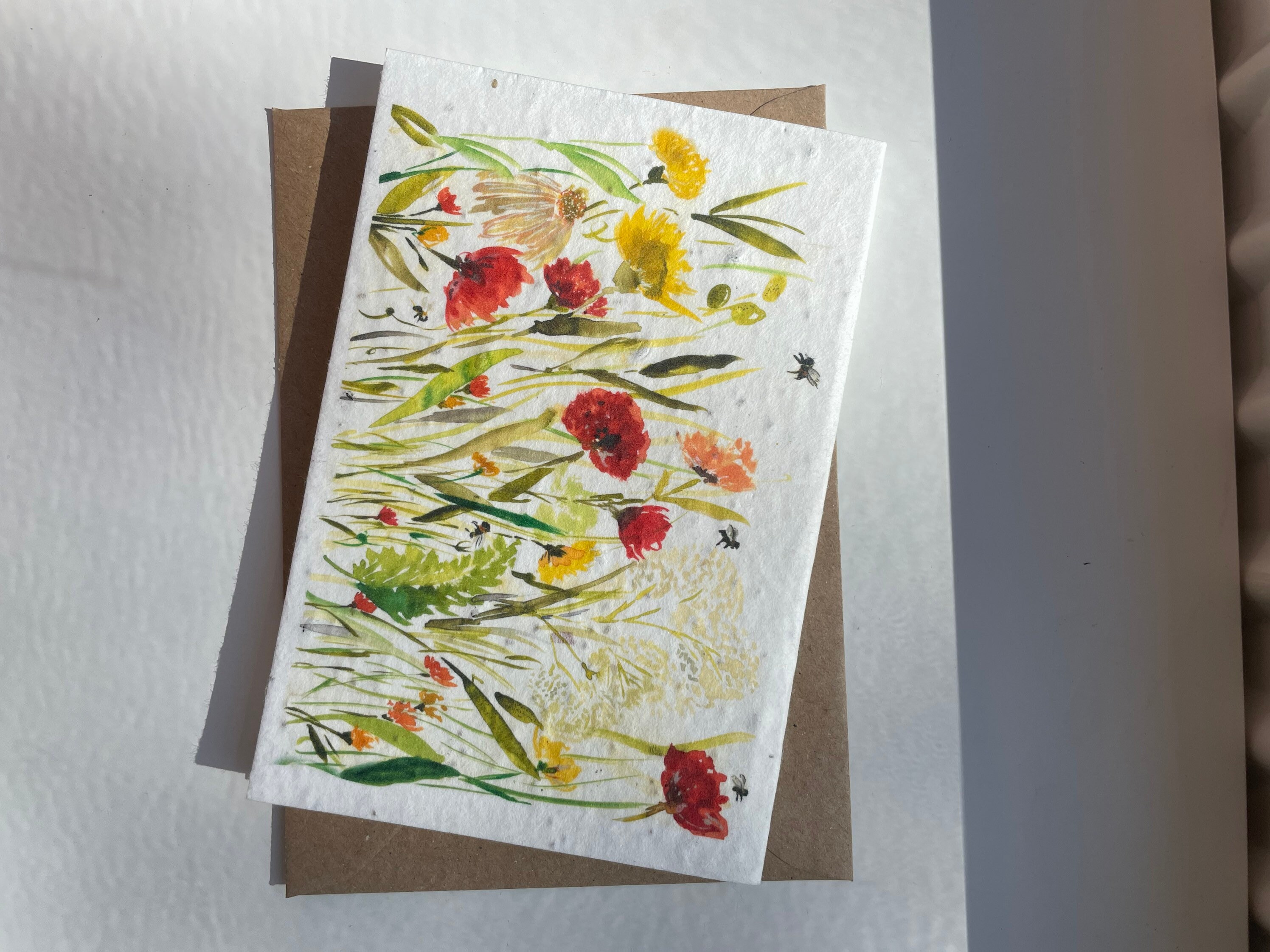 Poppys, Bees & Wildflowers Plantable Seed Card/ Seed Card Birthday Card ...