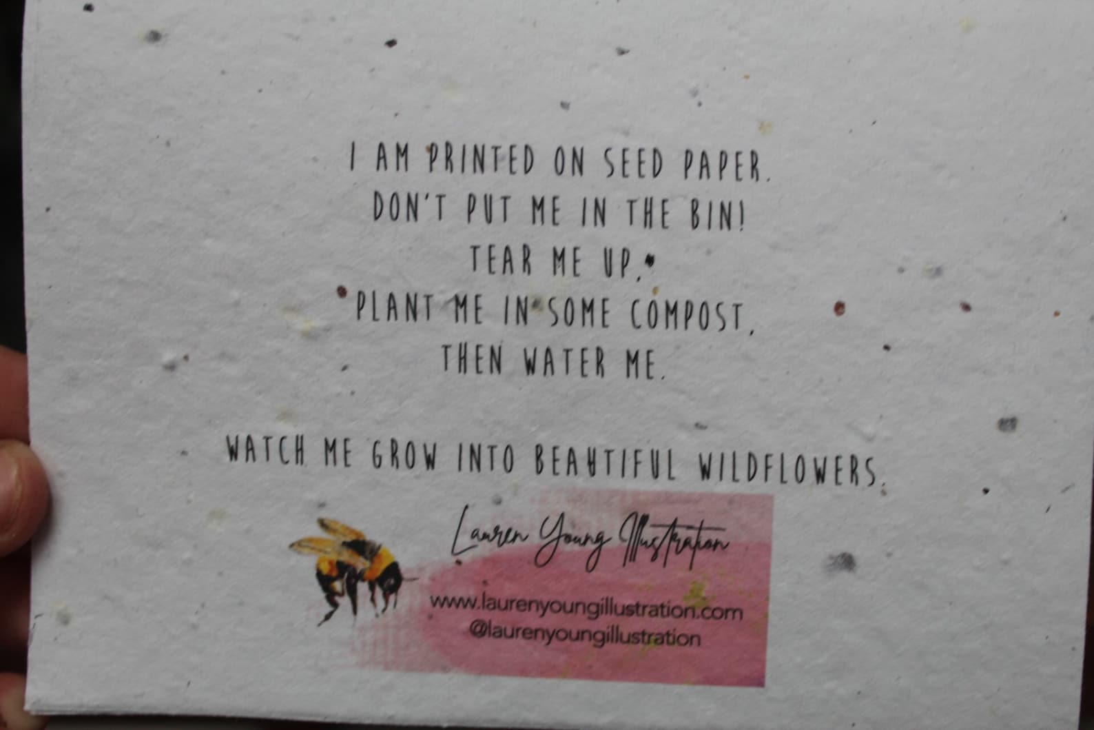 Poppys, Bees & Wildflowers Plantable Seed Card/ Seed Card Birthday Card ...