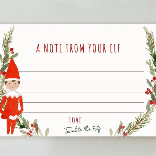 EDITABLE Elf Note Cards Printable Elf Letters Notes From the - Etsy