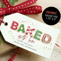 Baked With Love Gift Tag Editable Merry Christmas Cookies Favor Tag ...