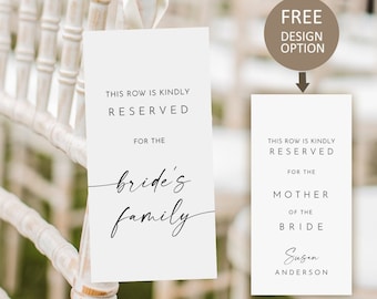 Reserved Chair Tags, Minimalist Reserved Tag, Modern Wedding Reserved ...
