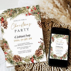 Editable Christmas Party Invitation, Christmas Party Invitation ...