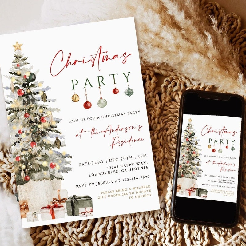 Christmas Party Invitations - Etsy