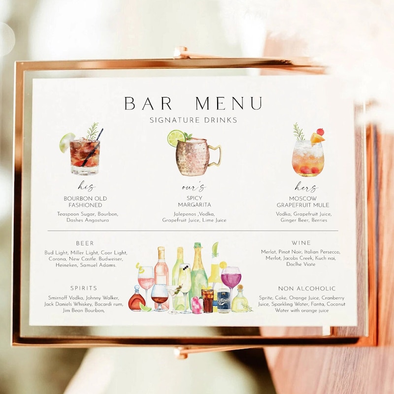 Bar Menu Wedding - Etsy