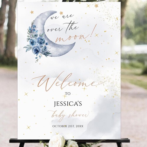 Over the Moon Baby Shower Welcome Sign Welcome Sign Baby - Etsy