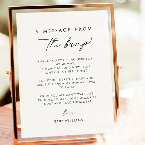 Message From the Bump Sign Minimalist Baby Shower Template - Etsy