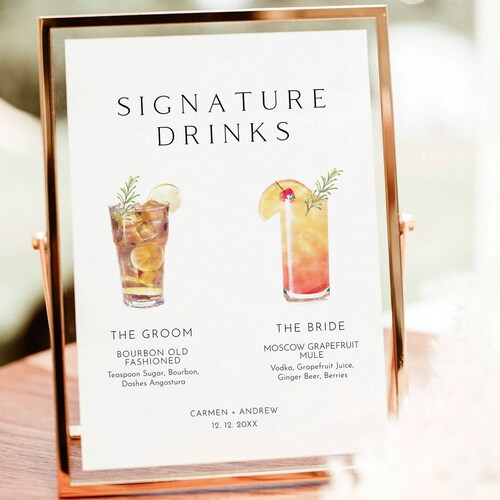 Signature Drinks Sign Template Editable Signature Drinks - Etsy