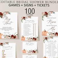 Editable Fall Bridal Shower Games, Boho Fall Pumpkin Bridal Shower Game ...