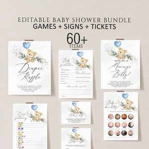 Teddy Bear Baby Shower Games Printable, Editable Baby Shower Games ...