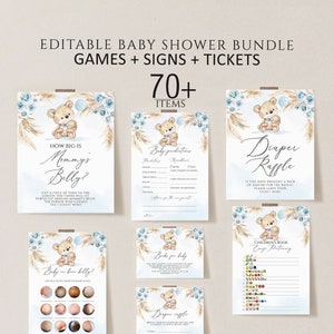 Teddy Bear Baby Shower Games,boy Baby Shower Game Bundle,bear Themed ...