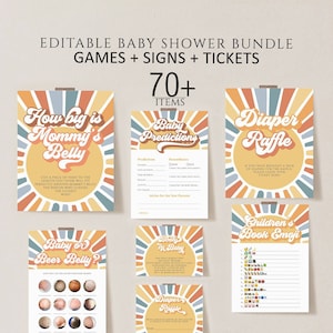 Editable Sun Baby Shower Games Bundle, Here Comes the Sun Baby Shower ...