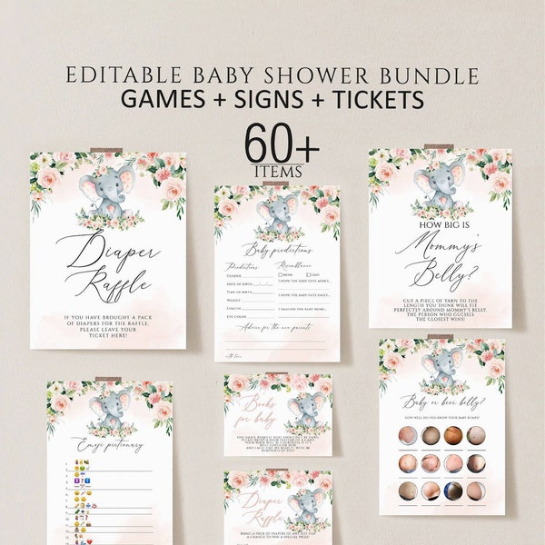 Pink Elephant Baby Shower - Etsy