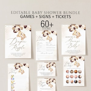 Teddy Bear Baby Shower Games Printable, Editable Baby Shower Games Bundle, Baby Shower Games ...