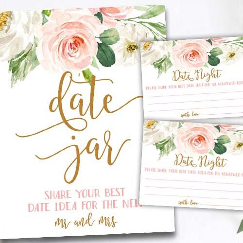 Floral Date Night Cards Date Night Sign Printable Bridal | Etsy
