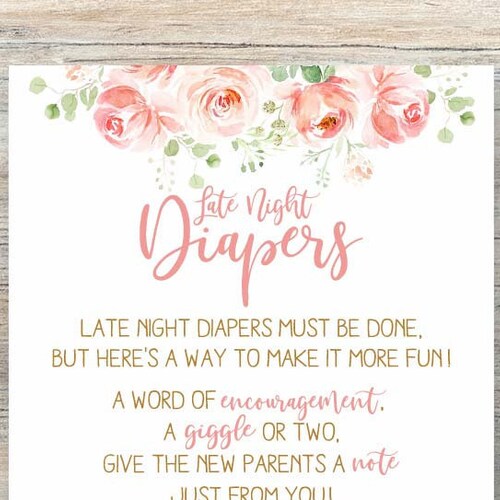 Late Night Diapers Sign Pink Late Night Diapers Diaper Etsy