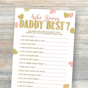Who Knows Daddy Best Game How Well Do You Know Daddy Daddy - Etsy