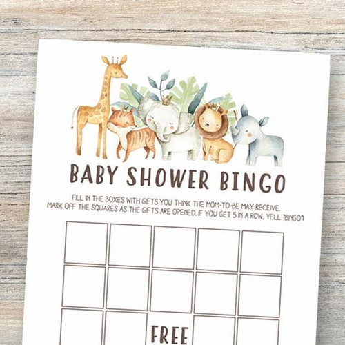 Safari Baby Shower Bingo Cards Printable Baby Shower Games - Etsy