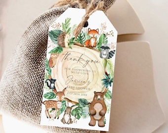 Woodland Baby Shower Favor Tags EDITABLE, Gender Neutral, Woodland ...