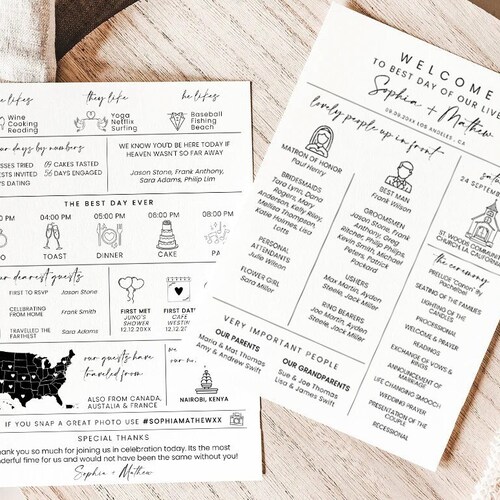 Infographic Wedding Program Unique Wedding Program Fun - Etsy