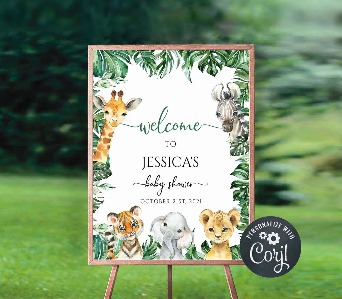 SAFARI Baby Shower Welcome Sign Welcome Sign Baby Shower - Etsy