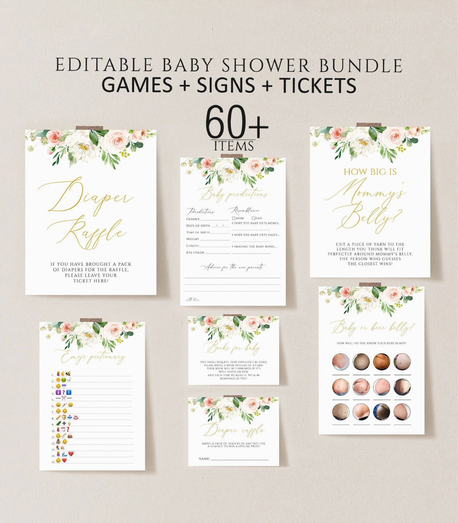 Floral Baby Shower Games Floral Baby Shower Games Bundle - Etsy