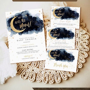 Over the Moon Baby Shower Favor Tags, Moon and Stars Baby Shower Favor ...