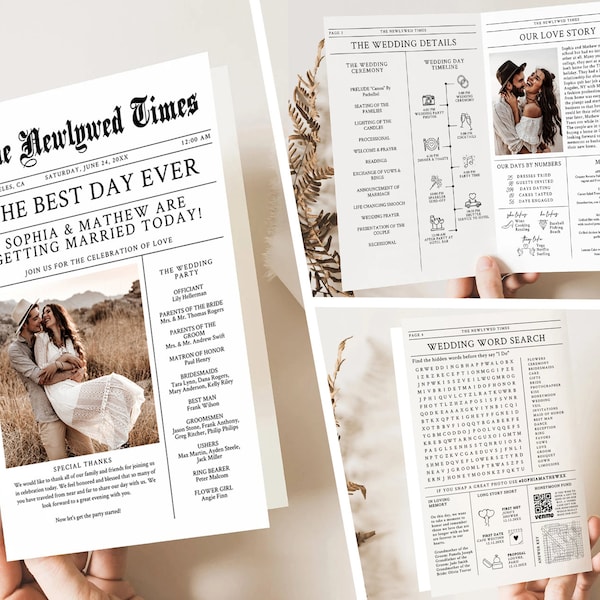 Newspaper Wedding Program - Etsy