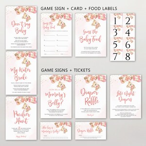 Teddy Bear Baby Shower Games, Girl Baby Shower Games Bundle, Pink ...