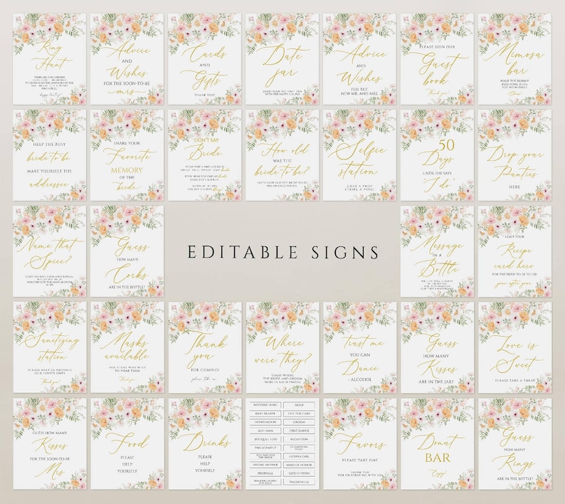 Floral Bridal Shower Games Bundle, Editable Printable Games (digital ...