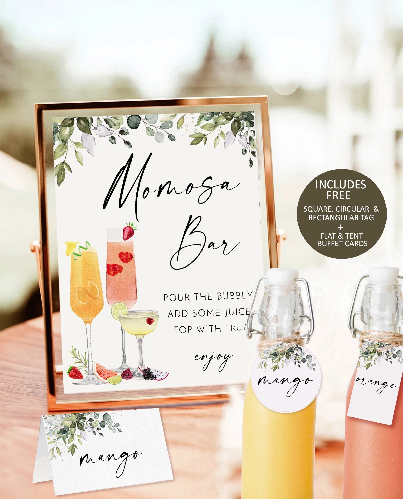 Momosa Bar Sign, Juice Label Tags (instant Download) - Etsy