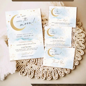 Over the Moon Baby Shower Favor Tags, Moon and Stars Baby Shower Favor ...