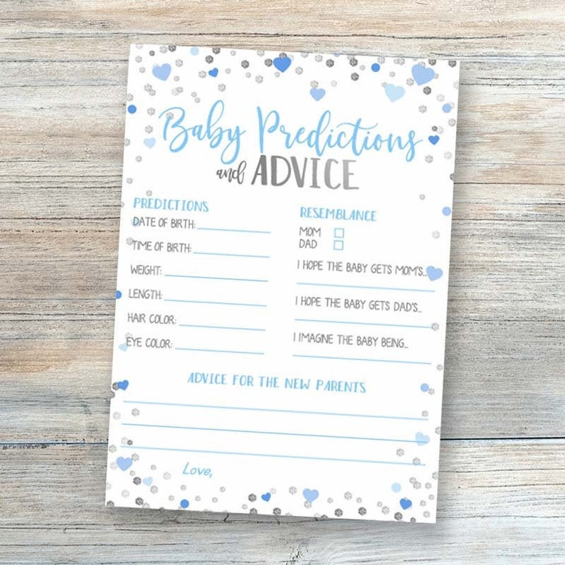 Baby Predictions and Advice Card Baby Shower Games Boy - Etsy