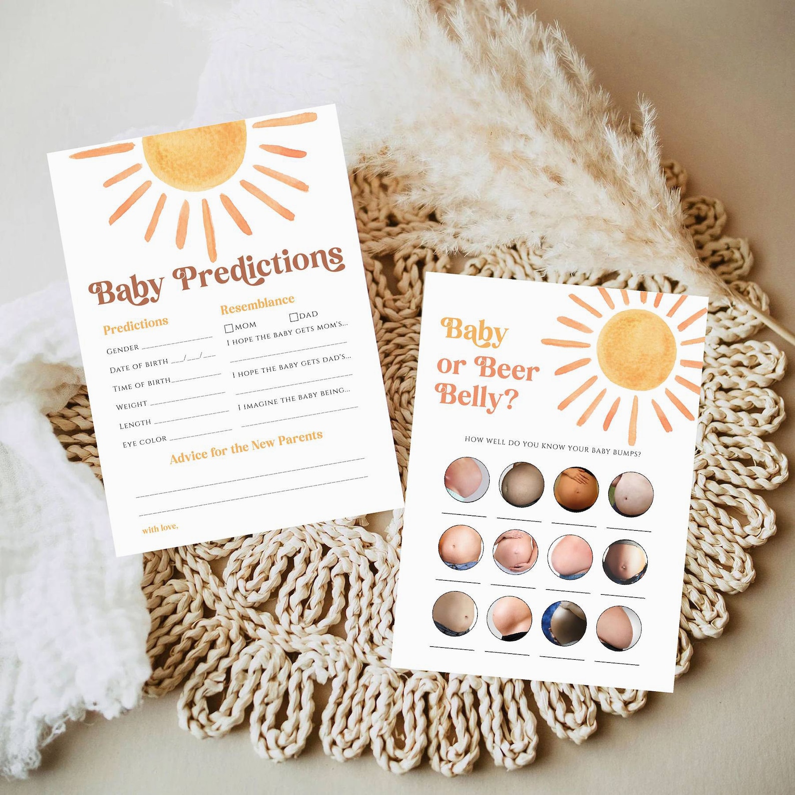 Sun Baby Shower Games Bundle, Boho Printable (digital Download) - Etsy