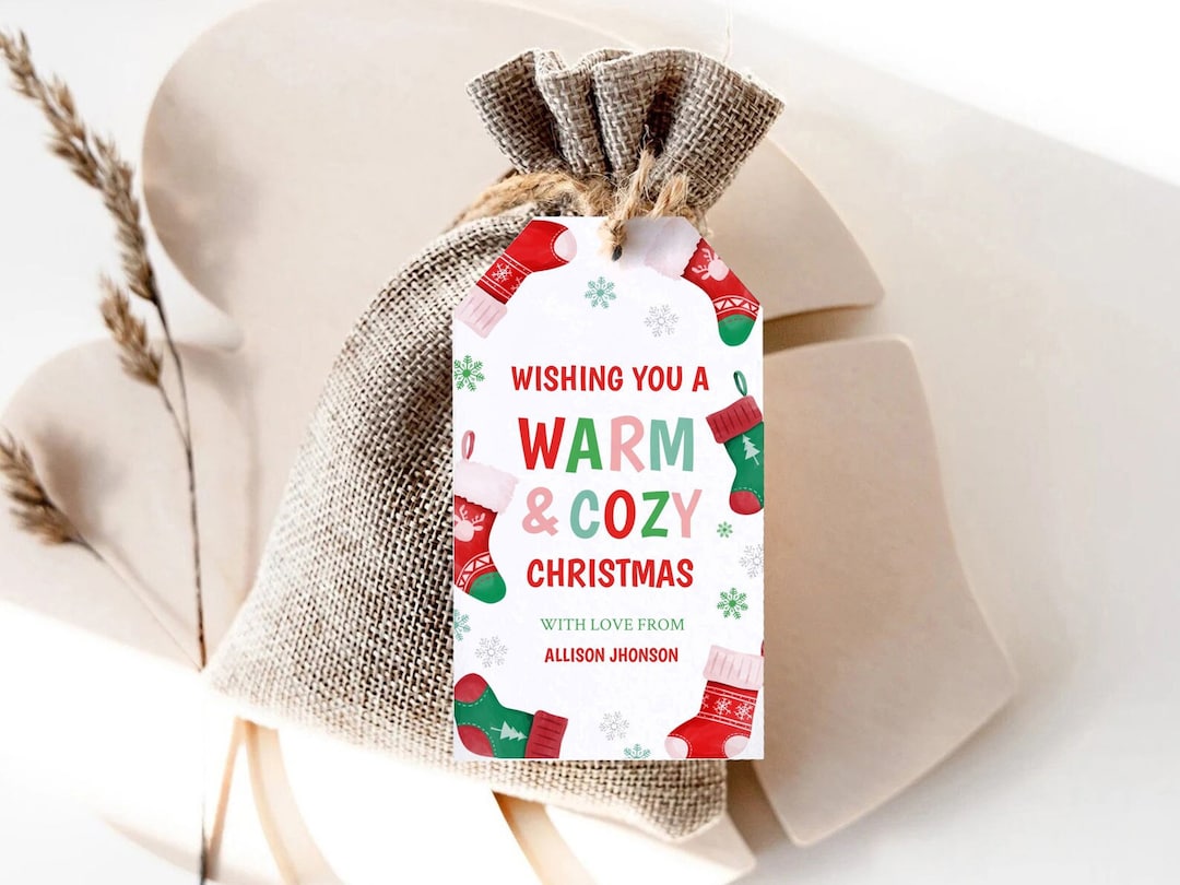 Wishing You a Warm and Cozy Christmas Gift Tag Printable, Fuzzy Socks ...