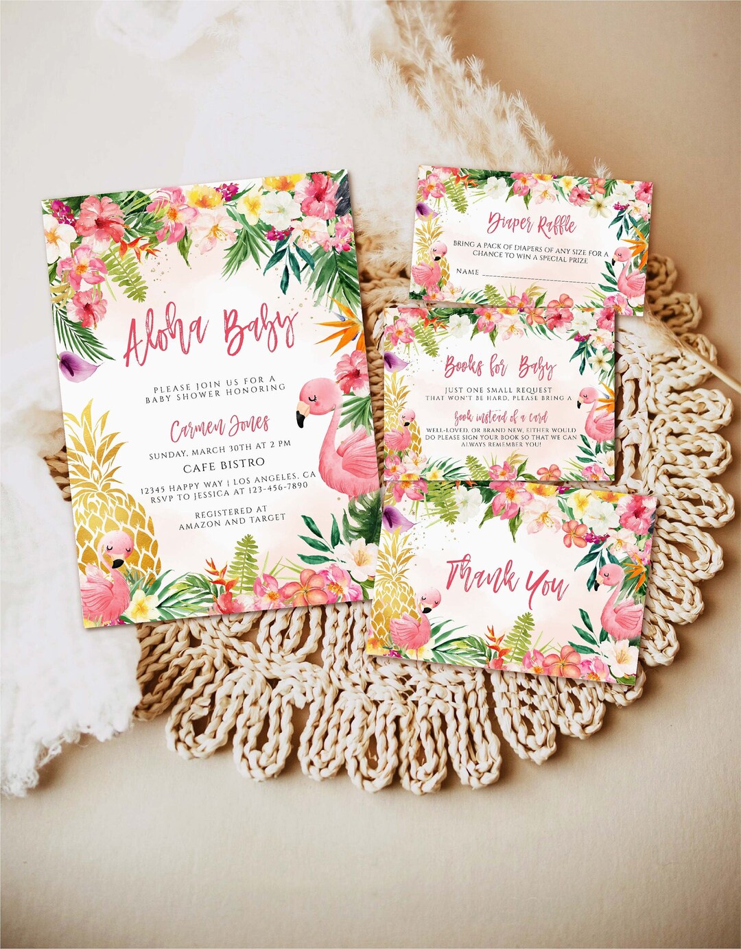 Girl Aloha Baby Shower Invitation, Printable Invite, Tropical Luau ...