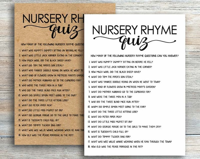 Printable Baby Shower Game, Citrus Nursery Rhyme Baby Shower Game ...