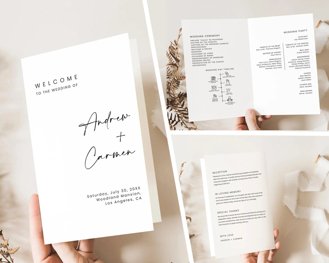 Printable Program Template Download, Folded, Wedding Ceremony ...